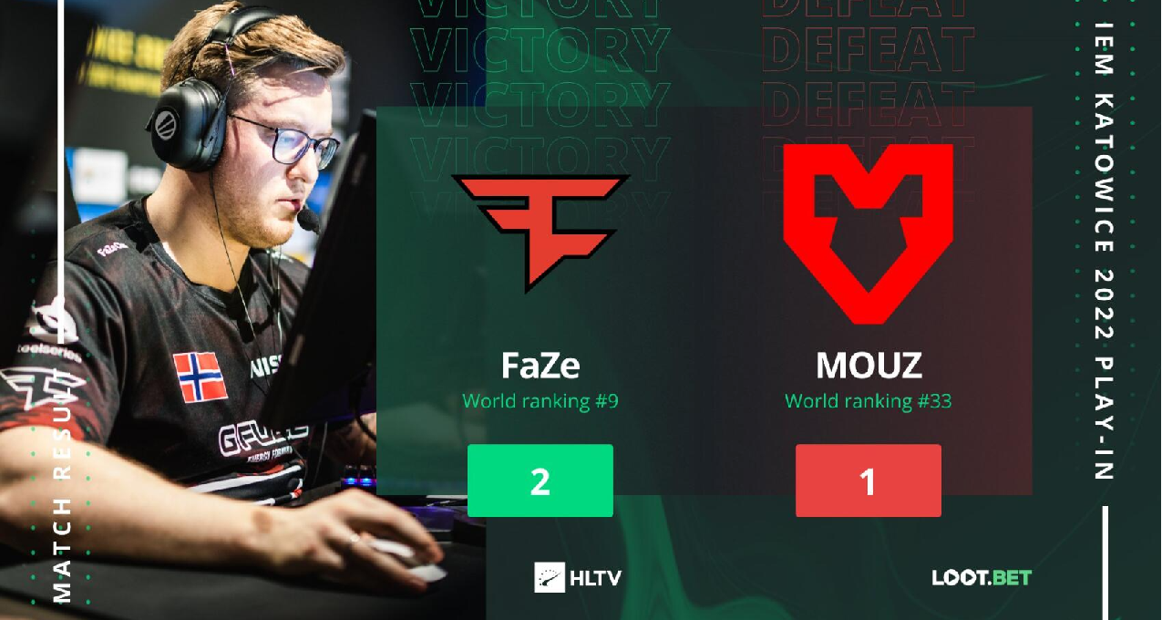IEM卡托维兹play-in：未来是你的，但现在是我的！FaZe 2-1 MOUZ晋级正赛！