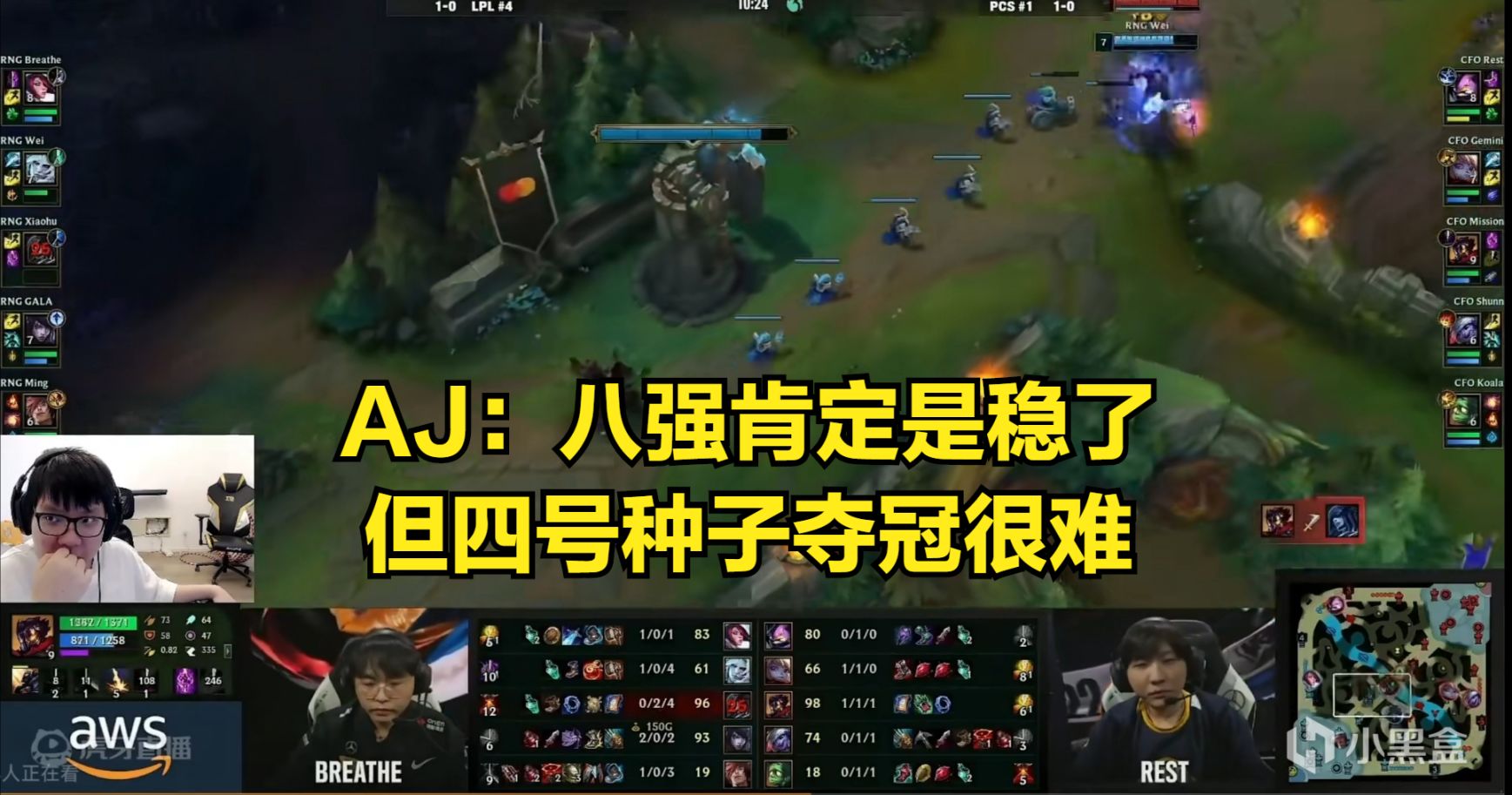 【英雄联盟】AJ:RNG八强是稳了，四强要看抽签，四号种子夺冠确实很难-3楼猫