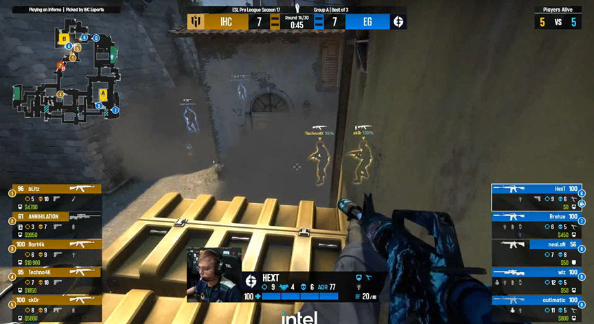 【CS:GO】ESL S17：针锋相对，枪法说话！IHC 2-1击败EG-3楼猫