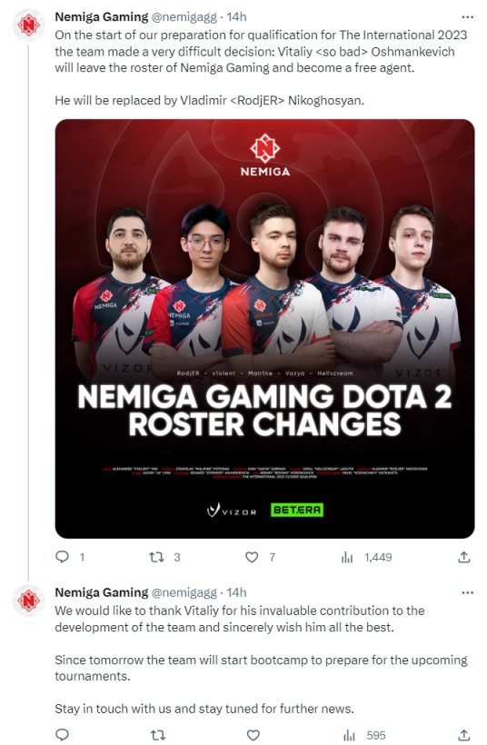 【刀塔2】罗杰的新归宿： Nemiga官宣RodjER加入-3楼猫